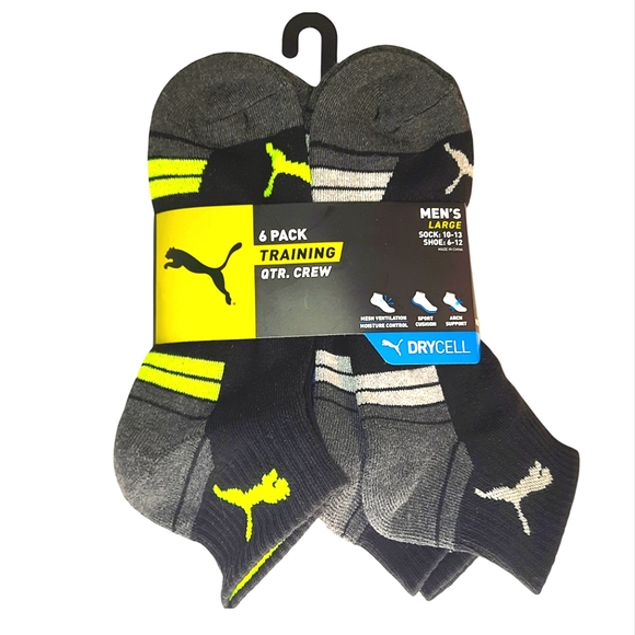 Puma | Underwear & Socks | Nwt Puma 6 Pack Quarter Crew Drycell ...